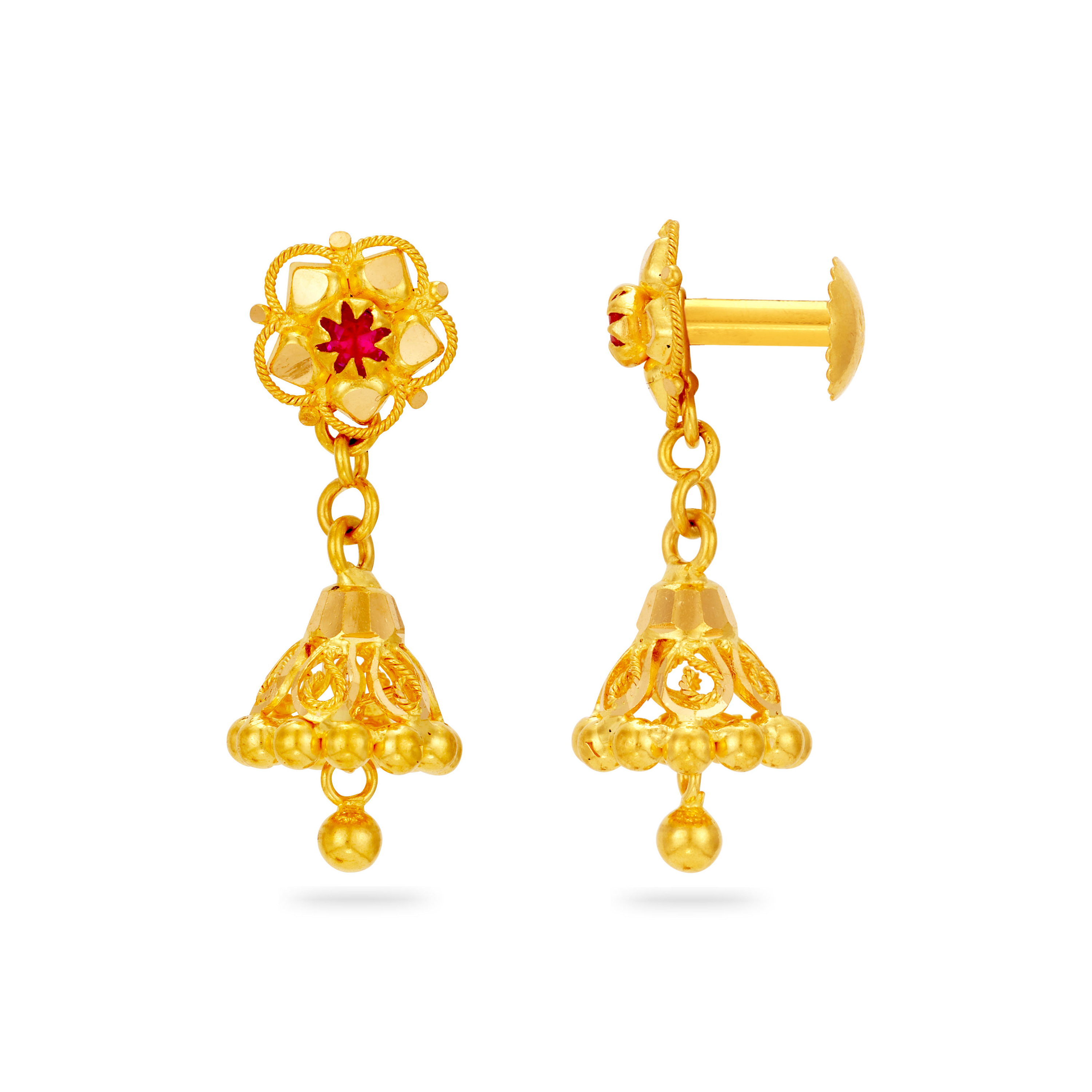 Star-Top Detachable 22K Gold Jhumka Earring